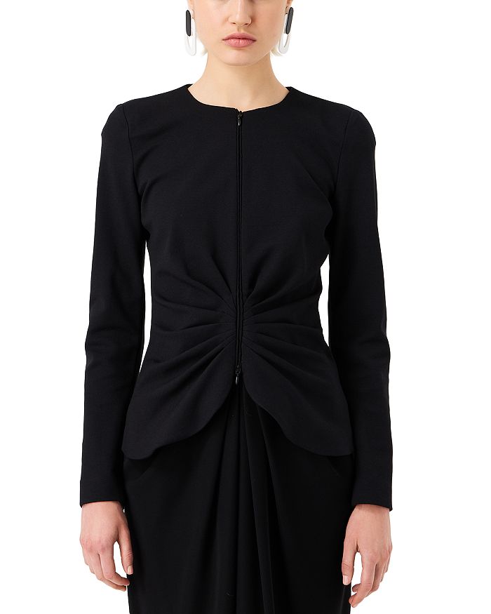 Emporio Armani Milano Stitch Slim Fit Pleated Zip Jacket | Bloomingdale's