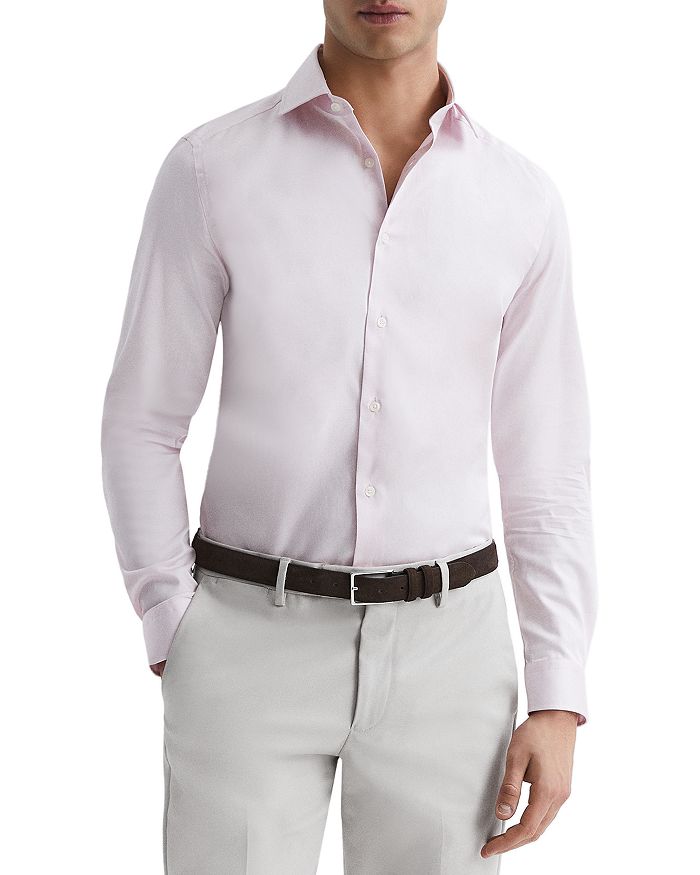 REISS Remote Slim Fit Cotton Satin Shirt | Bloomingdale's