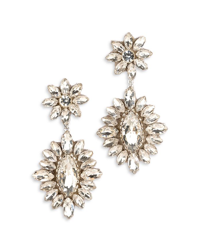 Deepa by Deepa Gurnani Alianah Crystal Flower Drop Earrings ...