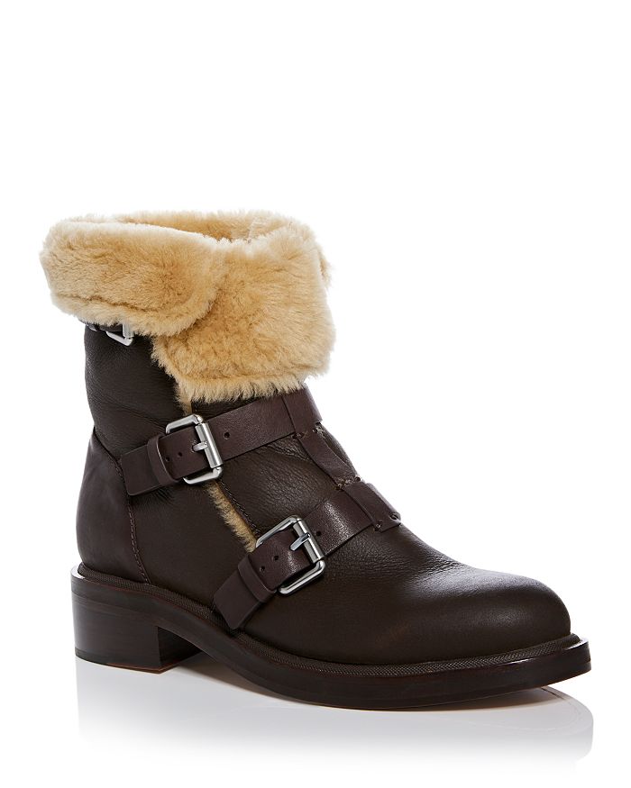 rag & bone Women's Moto Buckled Shearling Booties | Bloomingdale's
