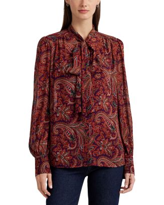 Ralph Lauren Paisley Tie Neck Blouse | Bloomingdale's
