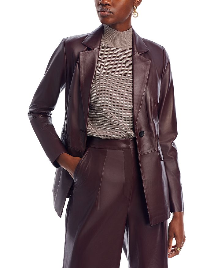 Misook Notched Lapel Leather Jacket | Bloomingdale's