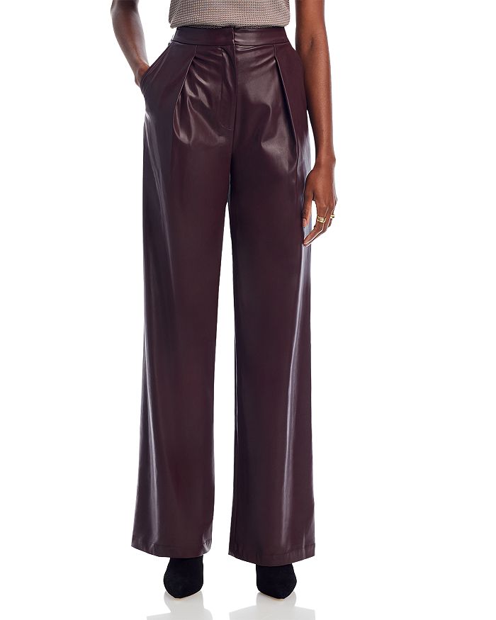 Misook Pleated Faux Leather Pants | Bloomingdale's