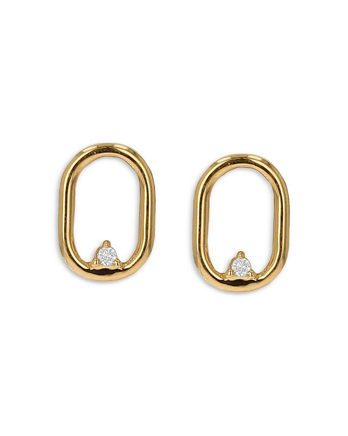 Moon & Meadow 14K Yellow Gold Diamond Oval Stud Earrings | Bloomingdale's