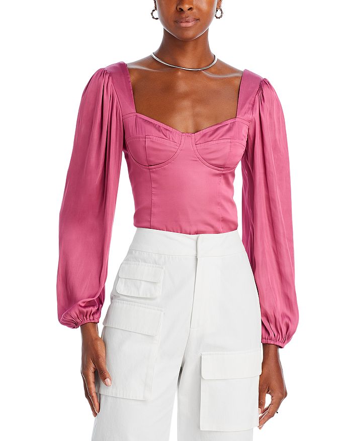 AQUA Satin Corset Top - 100% Exclusive | Bloomingdale's