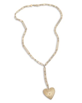 Jennifer Zeuner Sheldon Diamond Heart Lariat Necklace in 18K Gold ...