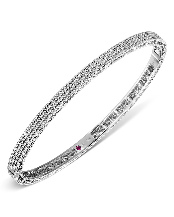 Roberto Coin 18K White Gold Barocco Textured Bangle Bracelet ...