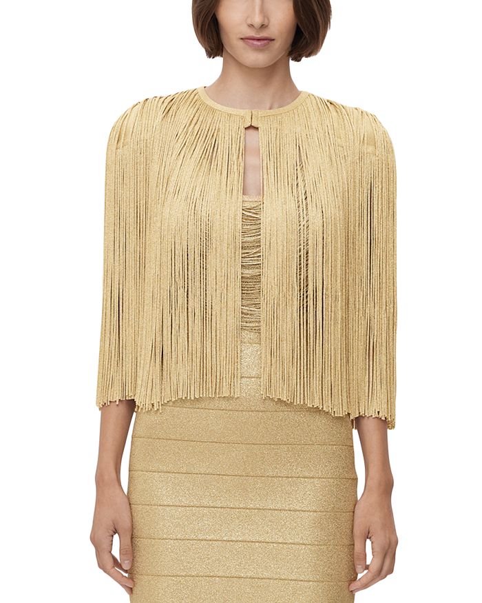 Hervé Léger Metallic Fringe Cape | Bloomingdale's