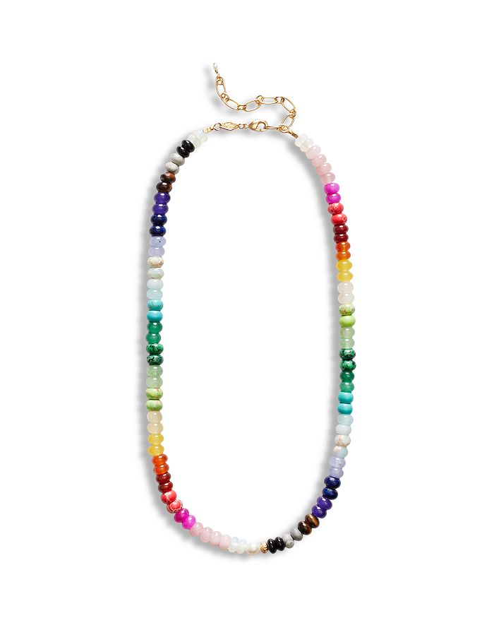 ANNI LU Iris Mixed Semi Precious Gemstone Beaded Necklace in 18K Gold Plated, 16.1" | Bloomingdale's