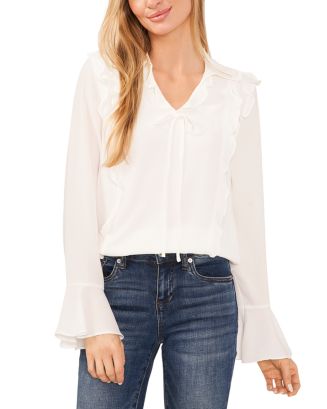 CeCe Ruffled Tie Neck Blouse | Bloomingdale's