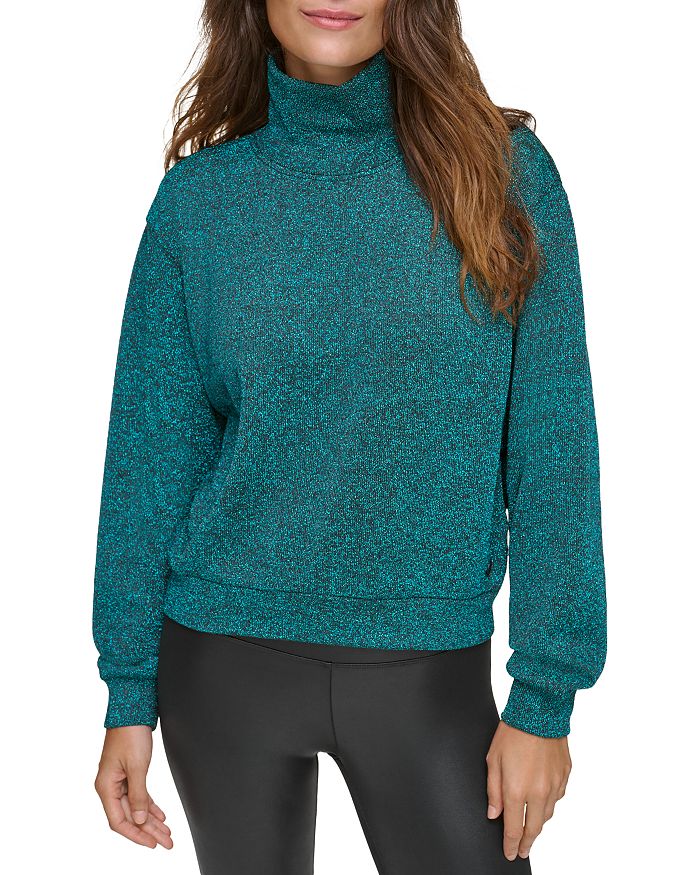 Marc New York Metallic Knit Turtleneck Top | Bloomingdale's