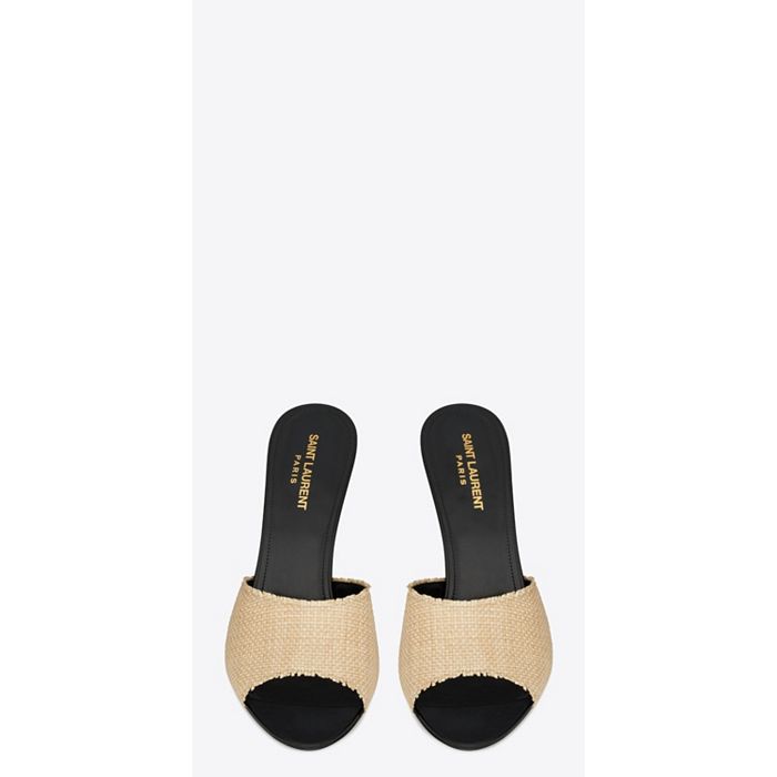 Saint Laurent La 16 Mules in Raffia | Bloomingdale's