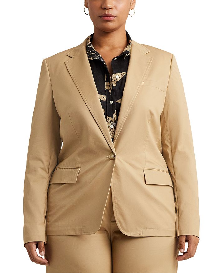 Ralph Lauren Plus Cotton Twill Single Button Blazer | Bloomingdale's