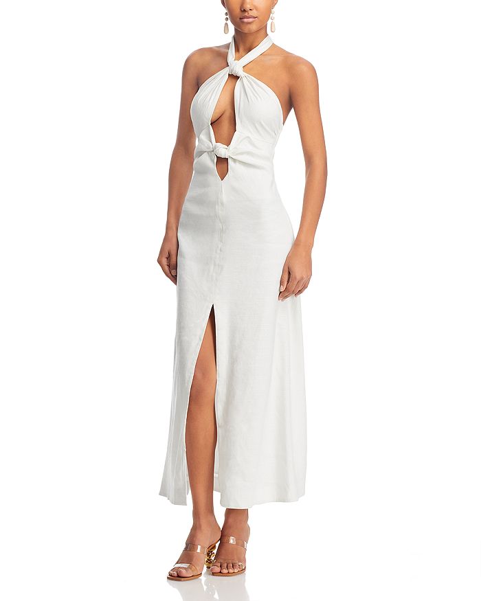 Cult Gaia Susana Halter Cutout Linen Midi Dress | Bloomingdale's