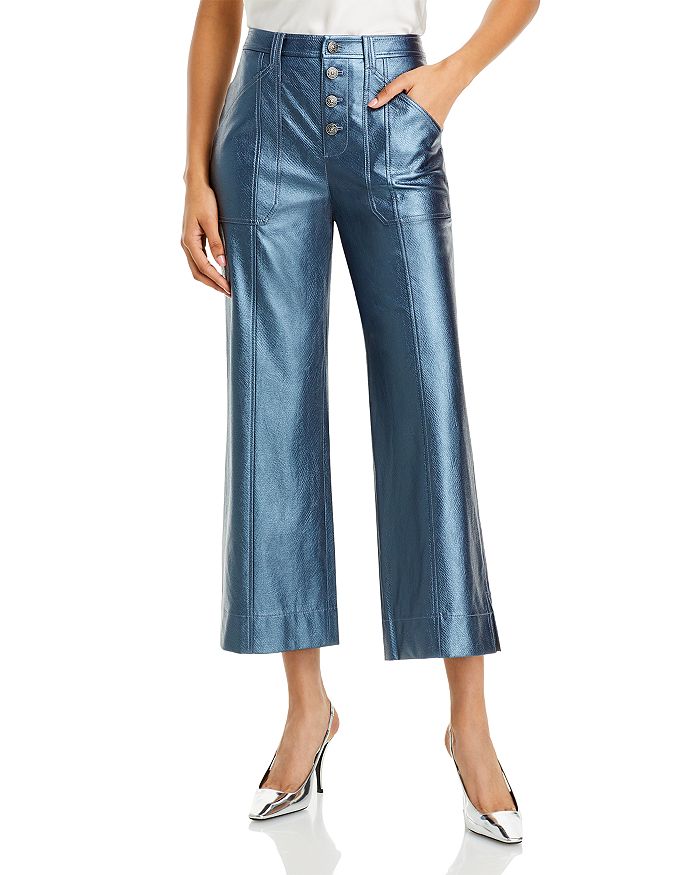 Cinq à Sept Benji Metallic Snake Embossed Ankle Pants | Bloomingdale's