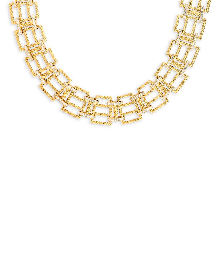 Roberto Coin 18K Yellow Gold New Barocco Diamond Lattice Necklace, 16 ...