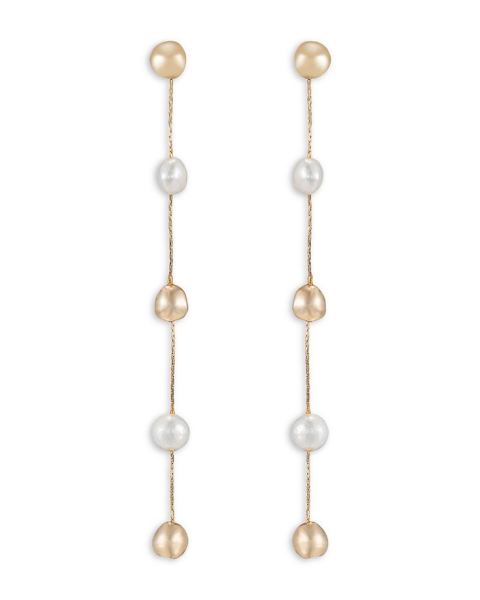 Ettika Bead & Cultured Freshwater Pearl Linear Drop Earrings in 18K ...