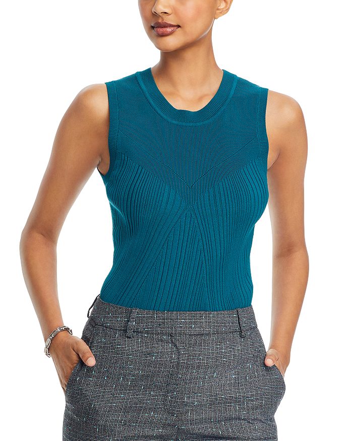 BOSS Ribbed Knit Sleeveless Top | Bloomingdale's