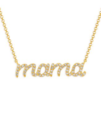 EF Collection 14K Yellow Gold Diamond MAMA Script Collar Necklace, 16-18" | Bloomingdale's