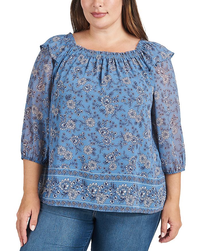 Daniel Rainn Plus Ruffle Long Sleeve Top | Bloomingdale's