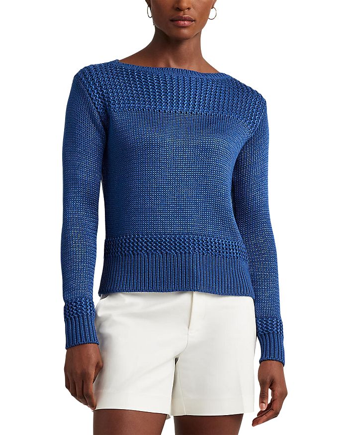Ralph Lauren Boat Neck Mixed Knit Sweater | Bloomingdale's