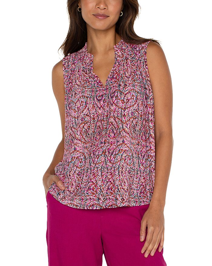 Liverpool Los Angeles Smocked Sleeveless Blouse | Bloomingdale's