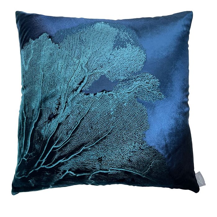 Aviva Stanoff Sea Fan Azure Signature Velvet Collection Pillow, 20" x ...