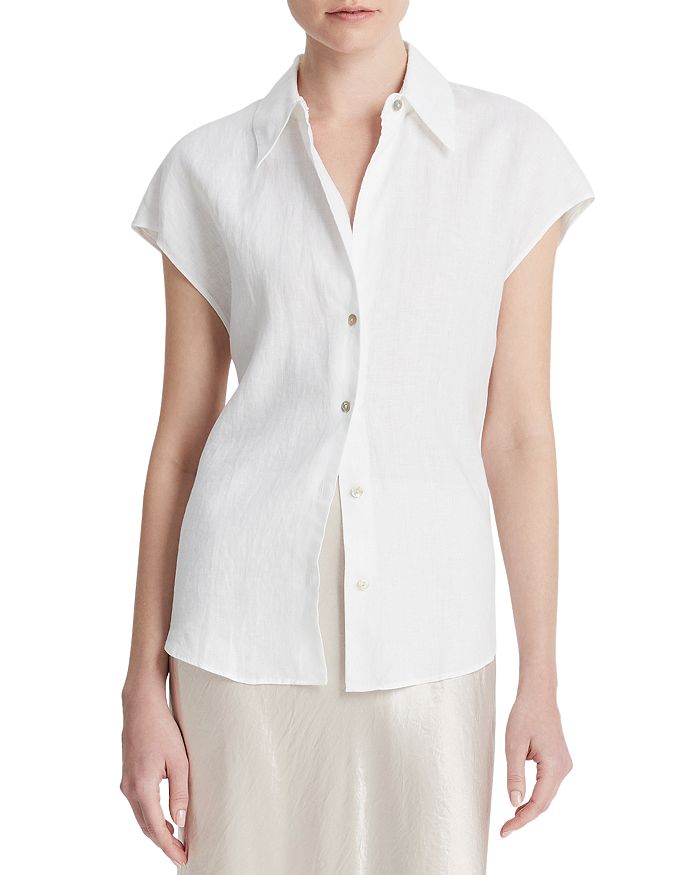 Vince Linen Cap Sleeve Shirt | Bloomingdale's