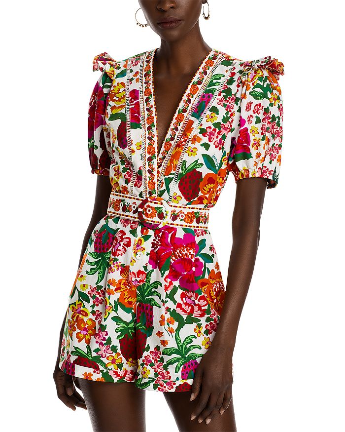 FARM Rio Cotton Flowerful Sketch Romper | Bloomingdale's