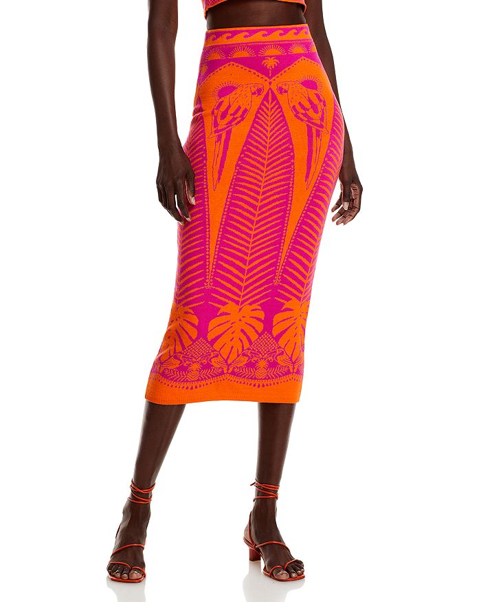 FARM Rio Macaw Elegance Knit Midi Skirt | Bloomingdale's