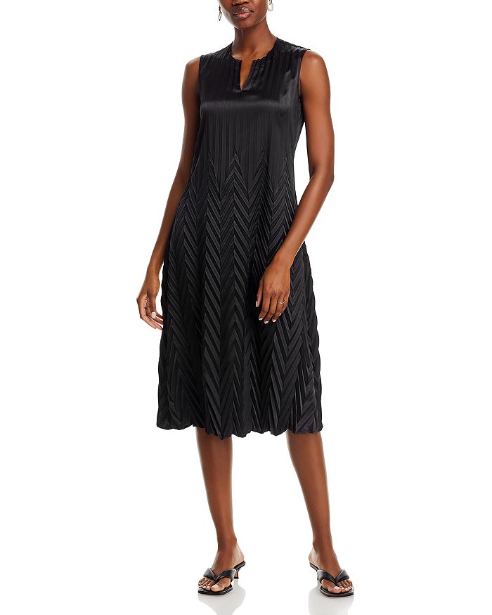 Misook Split Neck Pleated Dress | Bloomingdale's