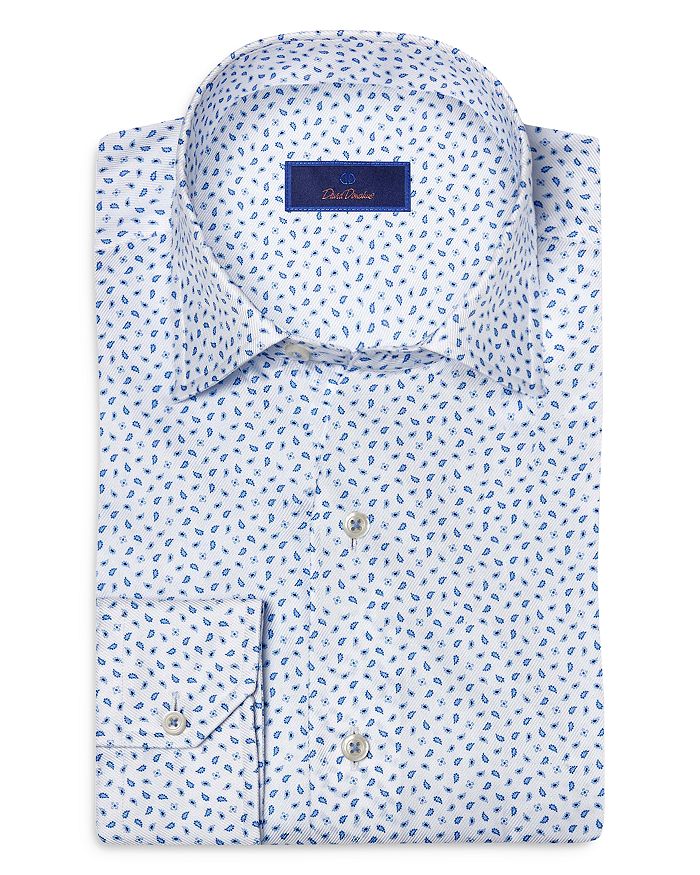 David Donahue Hidden Button Down Collar Novelty Casual Shirt ...