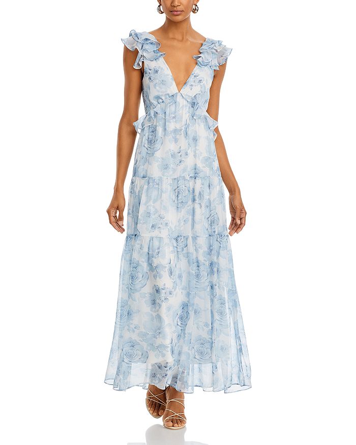 AQUA Ruffle Trim Maxi Dress - Exclusive | Bloomingdale's
