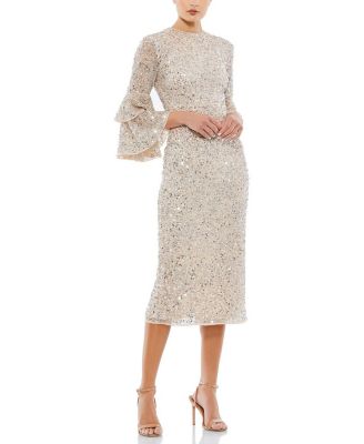 Click here for Mac Duggal Fully Sequined Ruffle Tiered 3/4 Sleeve... prices