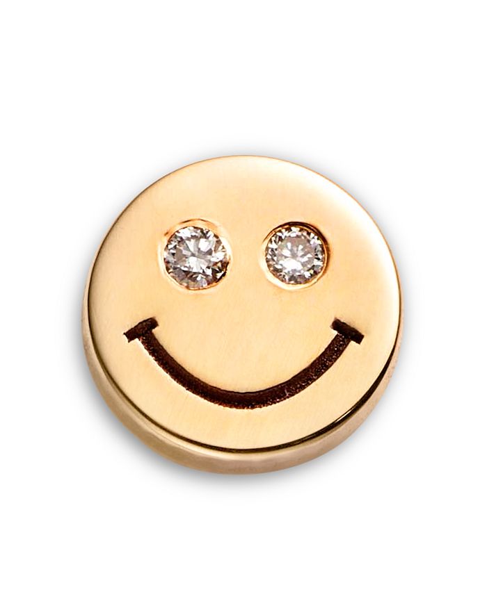 Zoë Chicco 14K Yellow Gold Itty Bitty Smiley Face Diamond Eyes Single ...