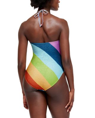 KURT GEIGER LONDON Rainbow Stripe Halter Neck One Piece KURT GEIGER LONDON Rainbow Stripe Halter Neck One Piece