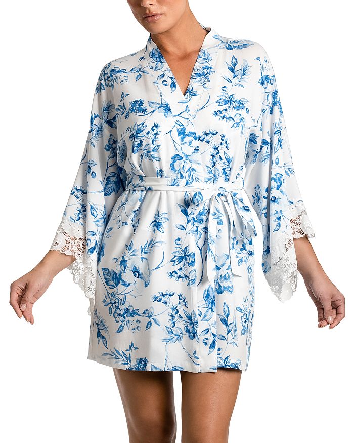 In Bloom by Jonquil Floral Lace Trim Wrap Robe | Bloomingdale's