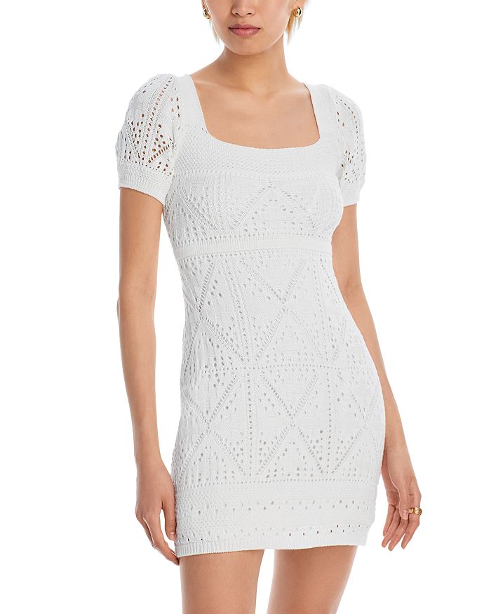AQUA Pointelle Knit Mini Dress - Exclusive | Bloomingdale's