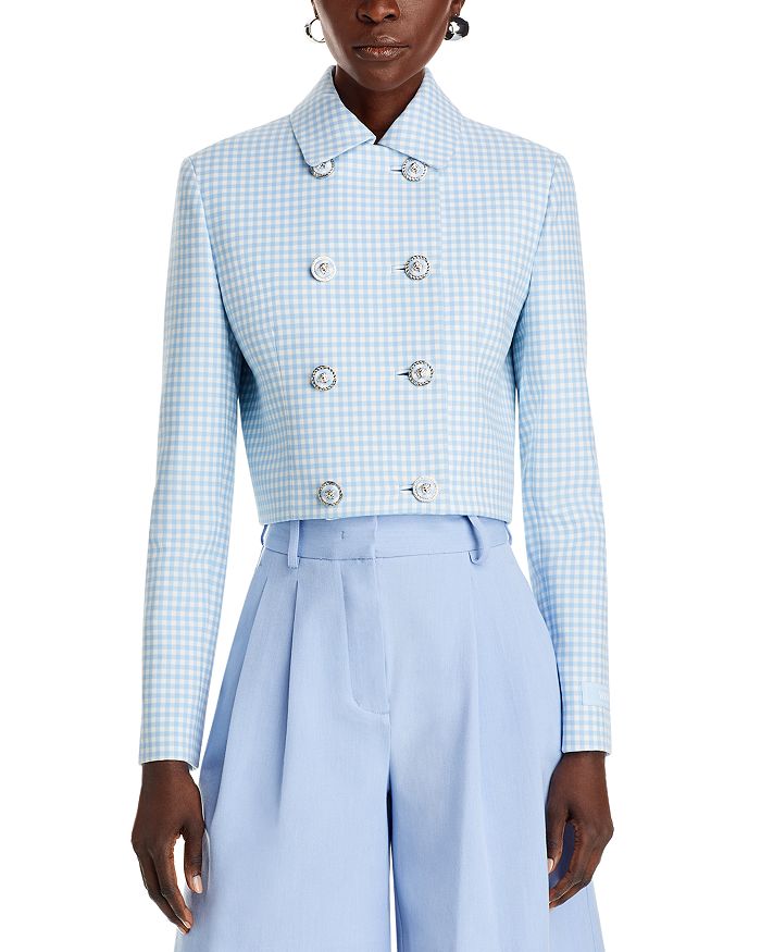 Versace Double Breasted Gingham Wool Jacket | Bloomingdale's