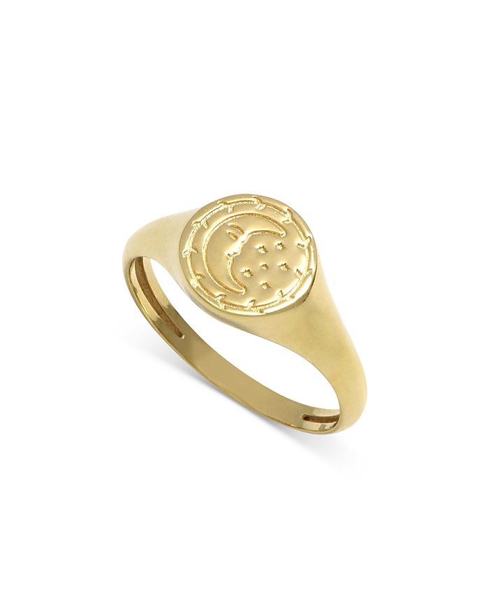 Moon & Meadow 14K Yellow Gold Moon & Stars Signet Ring | Bloomingdale's