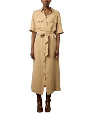 Gerard Darel Estille Tie Waist Midi Shirt Dress | Bloomingdale's
