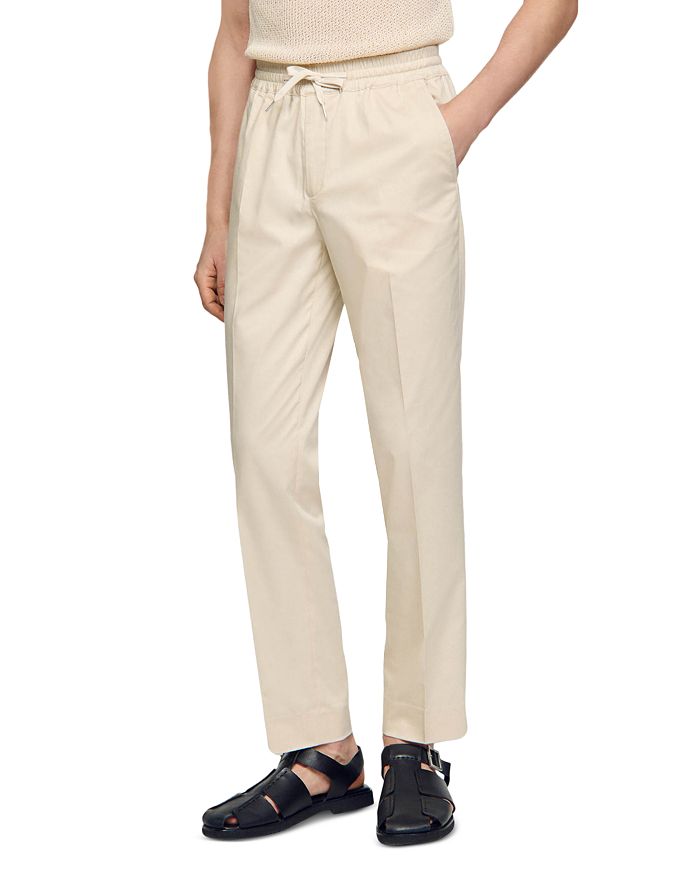 Sandro Alpha Cotton Blend Straight Leg Drawstring Pants | Bloomingdale's