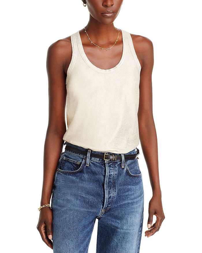 Majestic Filatures Scoop Neck Linen Metallic Tank Top | Bloomingdale's