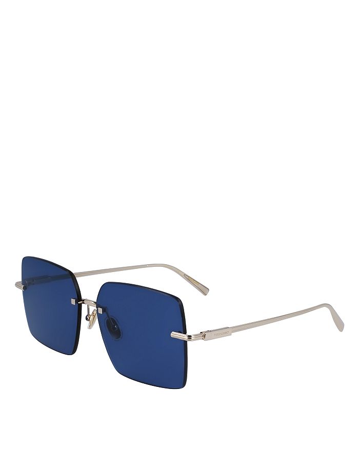 Ferragamo Prisma Rimless Square Sunglasses, 60mm | Bloomingdale's