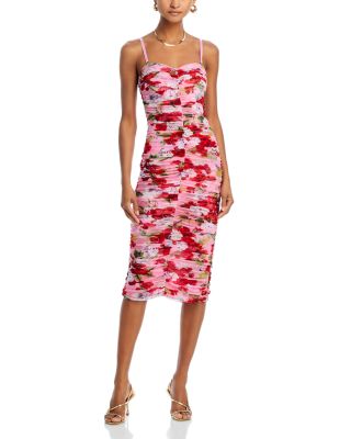 L'AGENCE Caprice Floral Mesh Midi Dress | Bloomingdale's
