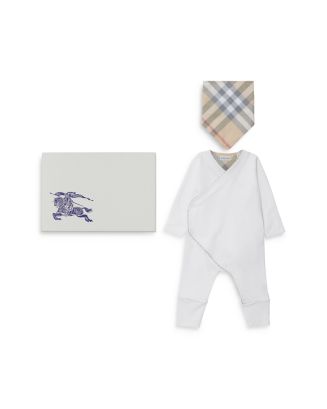 Burberry Unisex Rizza Cotton Coverall & Check Bandana Bib Gift Set ...