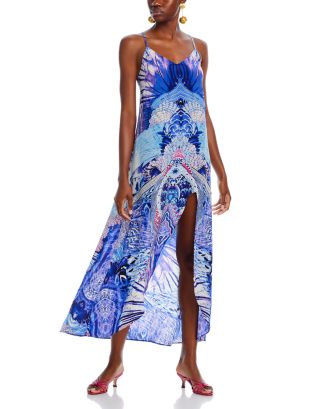 MODA BARONESSA Silk Scoop Back Cover-Up Dress | Bloomingdale's