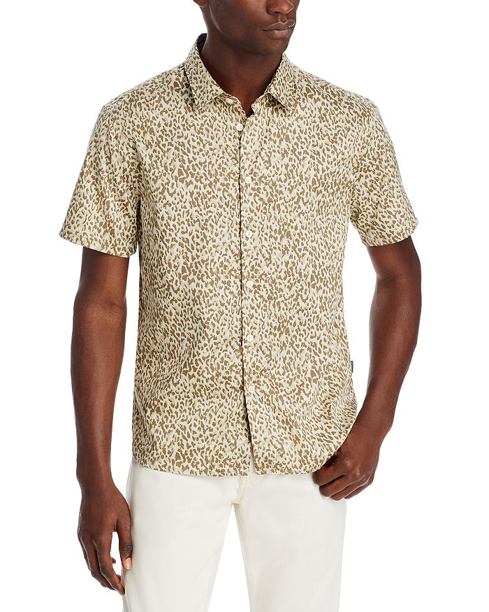 John Varvatos Sean Leopard Print Short Sleeve Shirt | Bloomingdale's