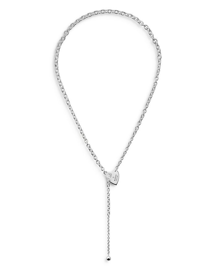 Gucci Sterling Silver Trademark Heart Lariat Necklace, 24" | Bloomingdale's