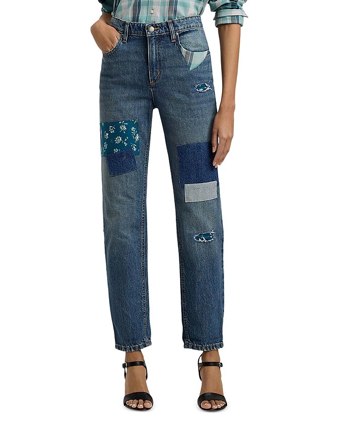 Ralph Lauren Petites Patchwork Boyfriend Tapered Ankle Jeans in Dusk ...